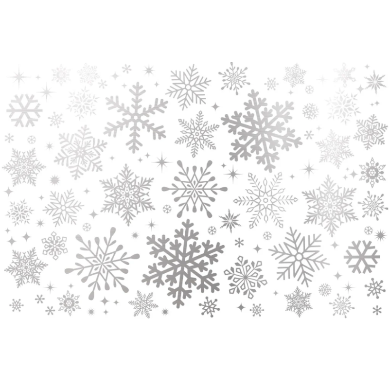 White Gold Snowflake Overglaze Decal | 22K Luster, 4x6 Sheet